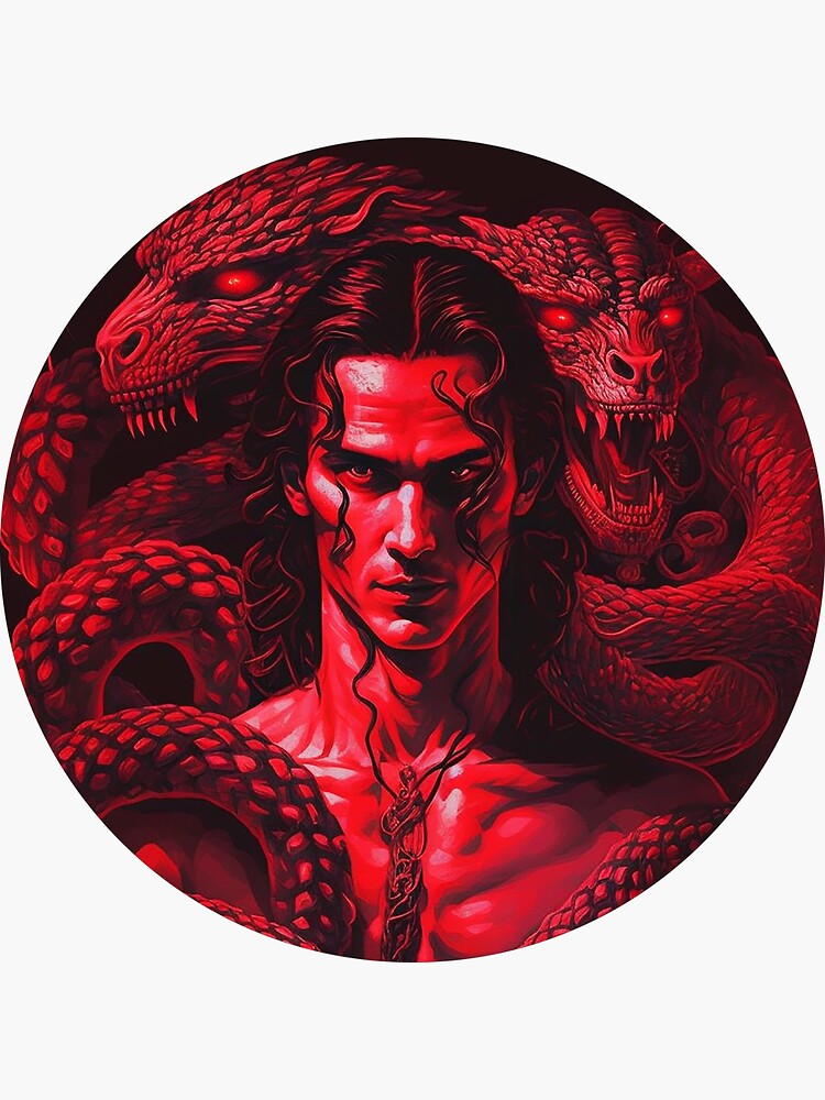 "Demonic Influence: Snake Demon on Red Background with Red Light ...