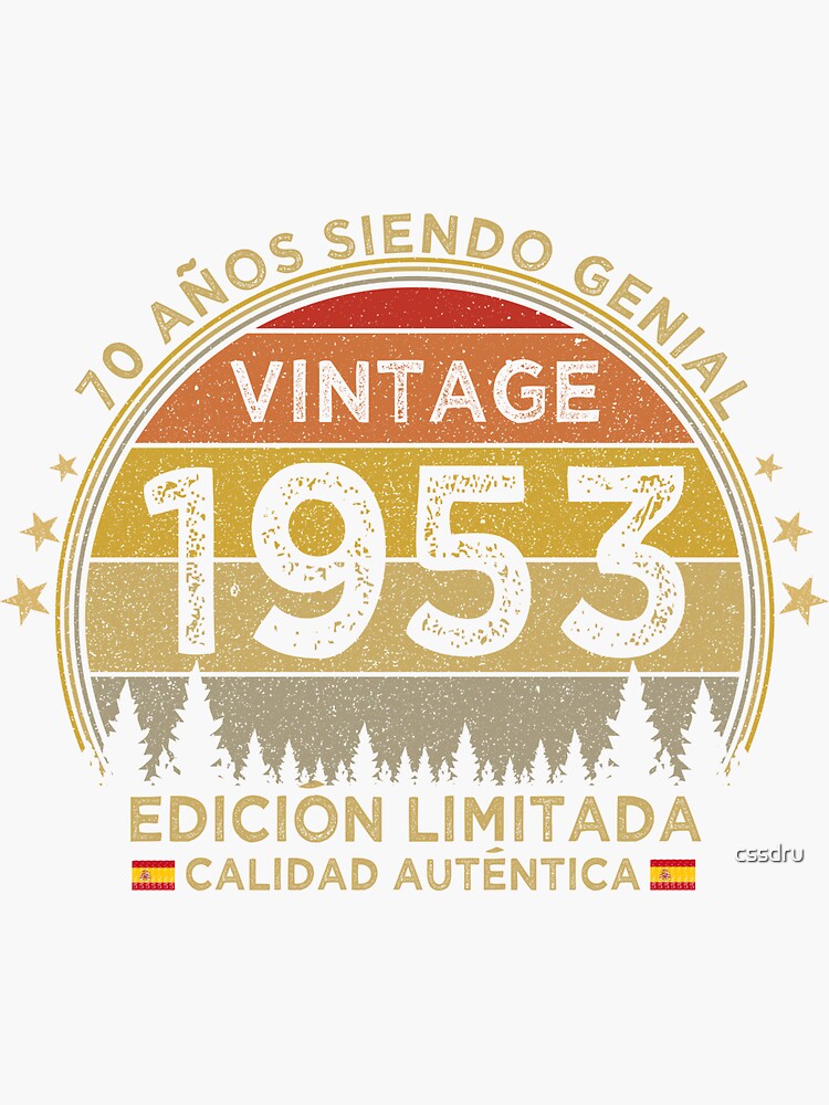 "70th Birthday Vintage 1953 Edición Limitada Patriotic Spain" Sticker ...