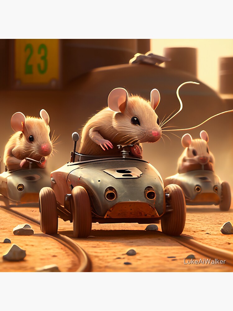 "Tiny Racecar Drivers: Mice on the Track" Sticker for Sale by ...