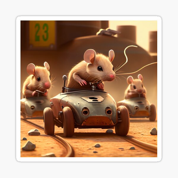 "Tiny Racecar Drivers: Mice on the Track" Sticker for Sale by ...