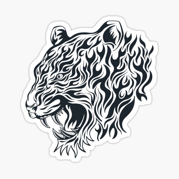 "Tiger Face With Tribal Style" Sticker for Sale by mr-umaiir | Redbubble