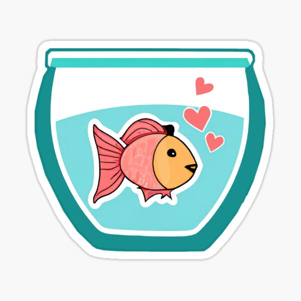 "A Fish In A Bowl With Floating Heart" Sticker for Sale by ...