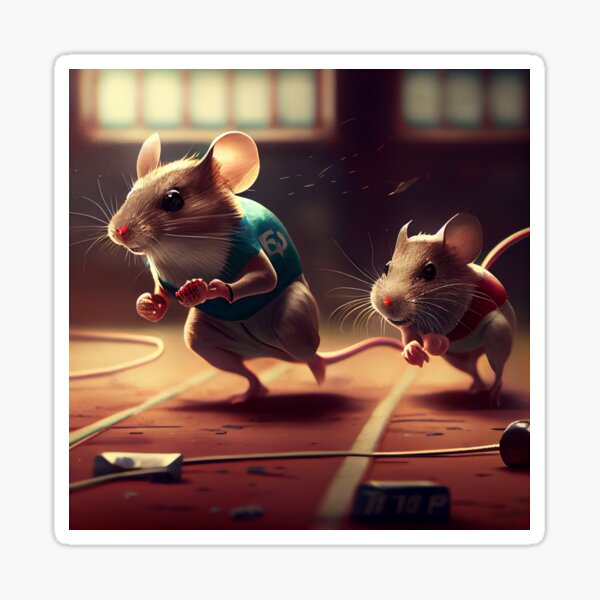 "Mice Pushing Their Limits: A Marathon Journey" Sticker for Sale by ...