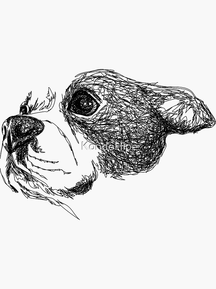 "Terrier dog drawing with scribble art" Sticker for Sale by KondeHipe ...