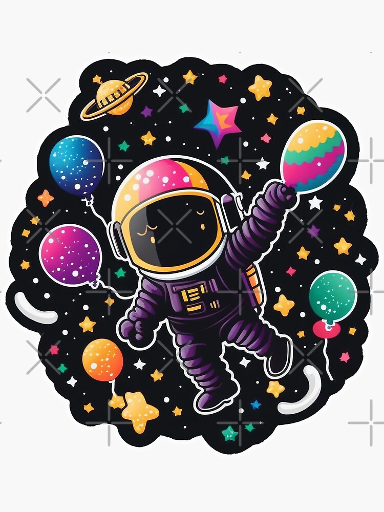 "Cute Spaceman Astronaut Party" Sticker for Sale by oxgroth | Redbubble
