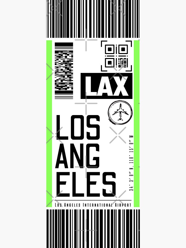 "LOS ANGELES LAX classic luggage tag airport sticker" Sticker for Sale ...