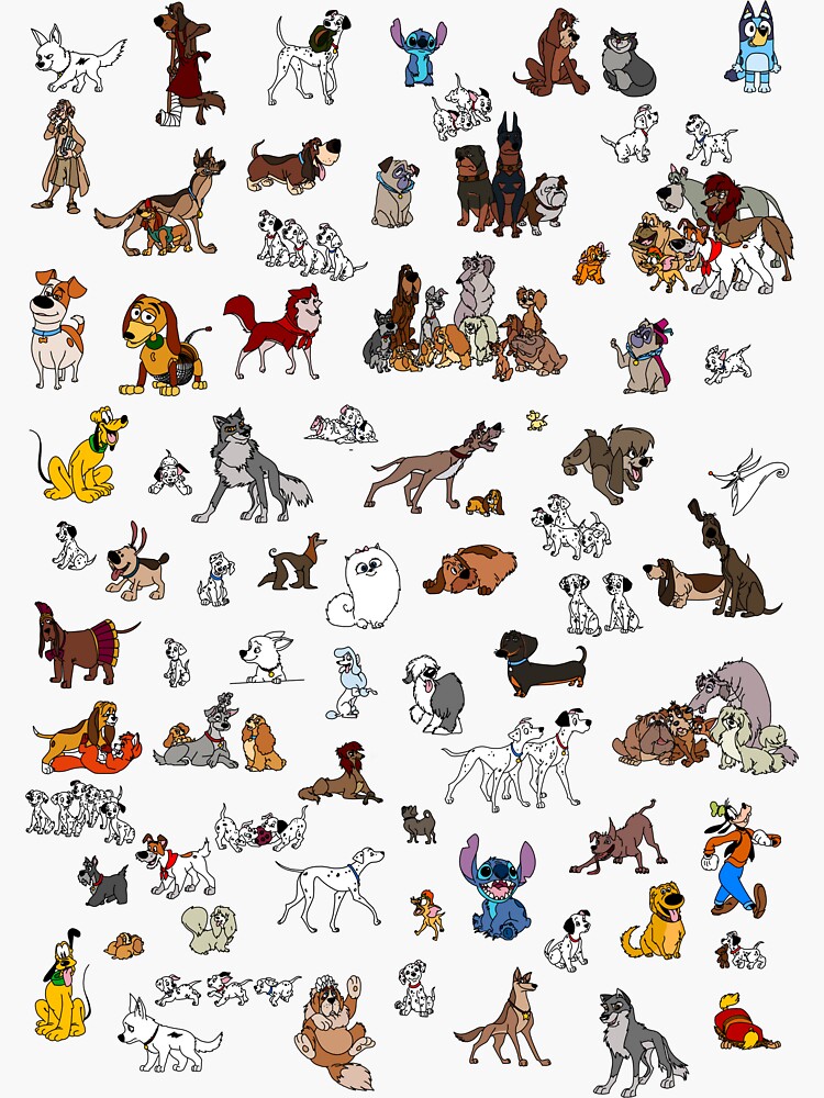 "Colour cartoon dogs " Sticker for Sale by Pegasorus | Redbubble