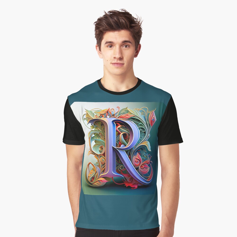 "Art Font Letter R: Art Nouveau Style, Unique and Colorful, Green Blue ...