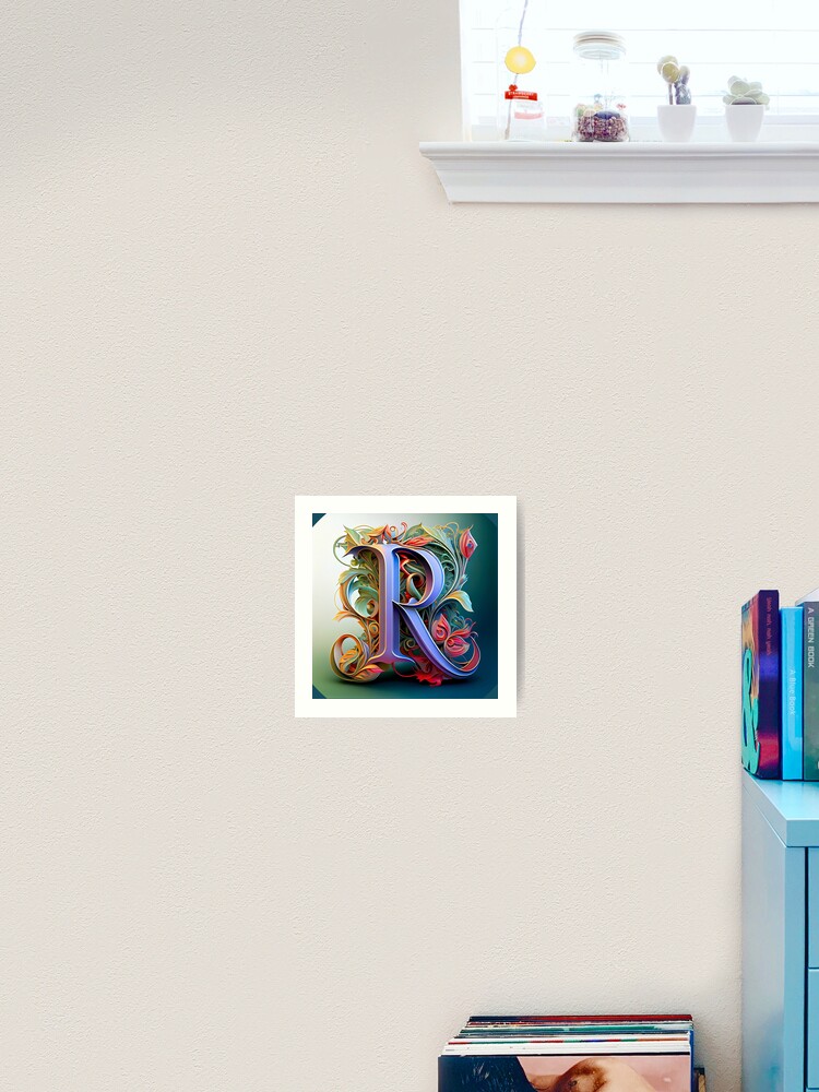 "Art Font Letter R: Art Nouveau Style, Unique and Colorful, Green Blue ...