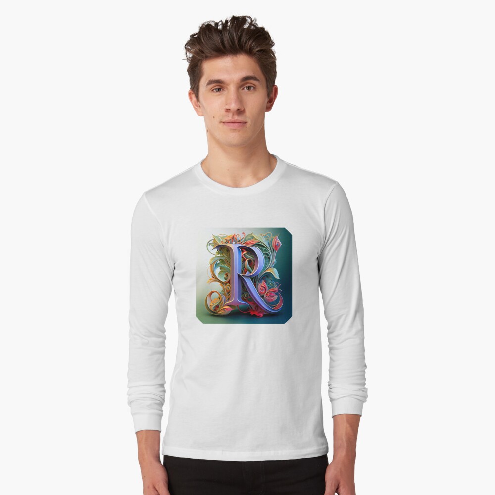 "Art Font Letter R: Art Nouveau Style, Unique and Colorful, Green Blue ...