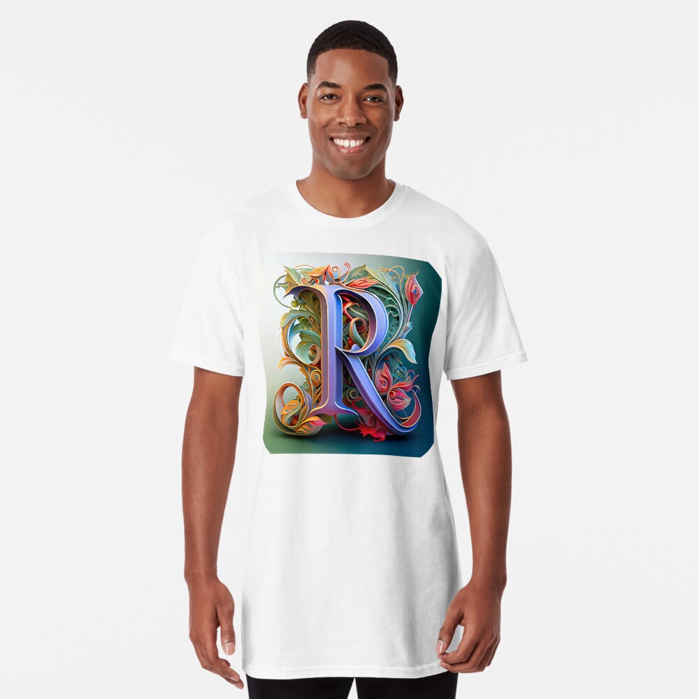 "Art Font Letter R: Art Nouveau Style, Unique and Colorful, Green Blue ...