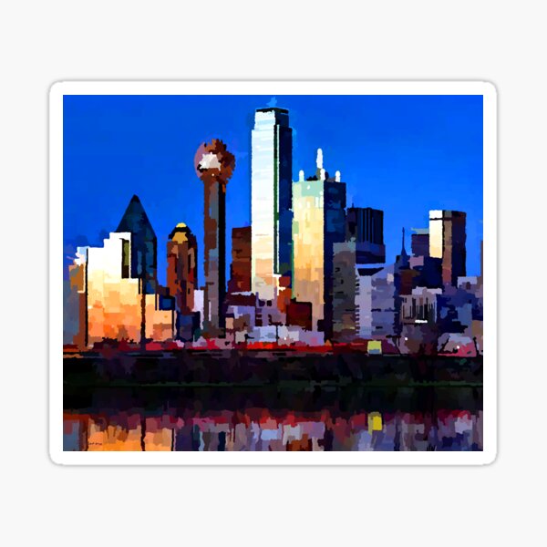 "Downtown Dallas Texas Rainbow City Skyline" Sticker for Sale by Jon ...
