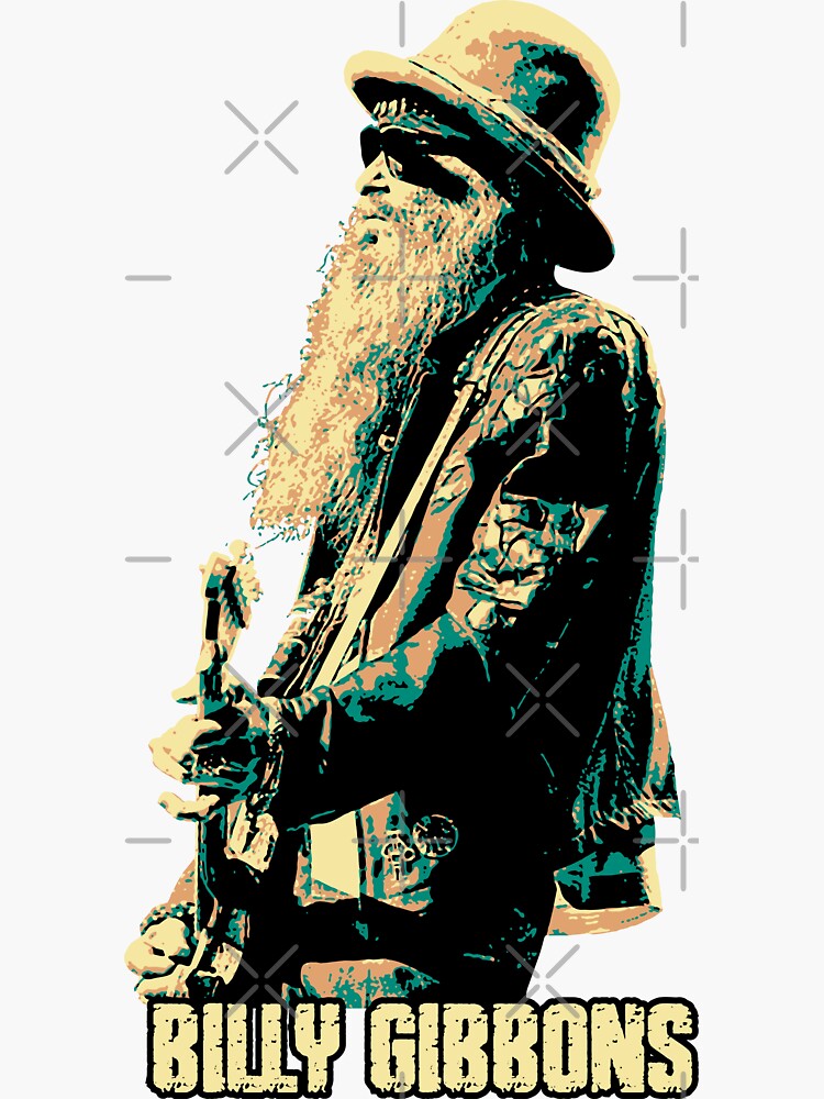 "Billy Gibbons. William Frederick Gibbons. American musician rock band" Sticker for Sale by ...