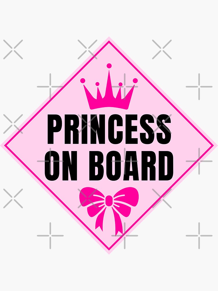 "Pink Princess on Board Car Window Sign - Baby Girl on Board Sign ...