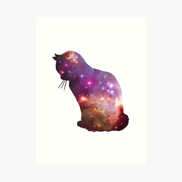 "Cosmic Galaxy Cat" Art Print by ccheshiredesign | Redbubble