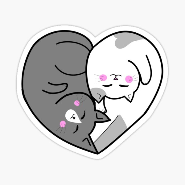 "Cat snuggles" Sticker for Sale by giga-whale | Redbubble