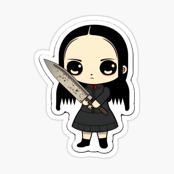 "Wednesday Addams Cute Cartoon Sticker" Sticker for Sale by ...