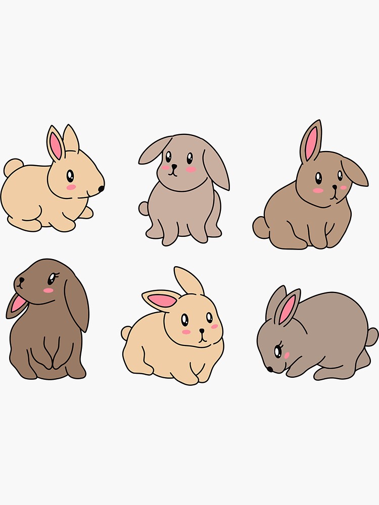 Adorable Brown Bunnies Pack Sticker For Sale By Xiomaze Redbubble