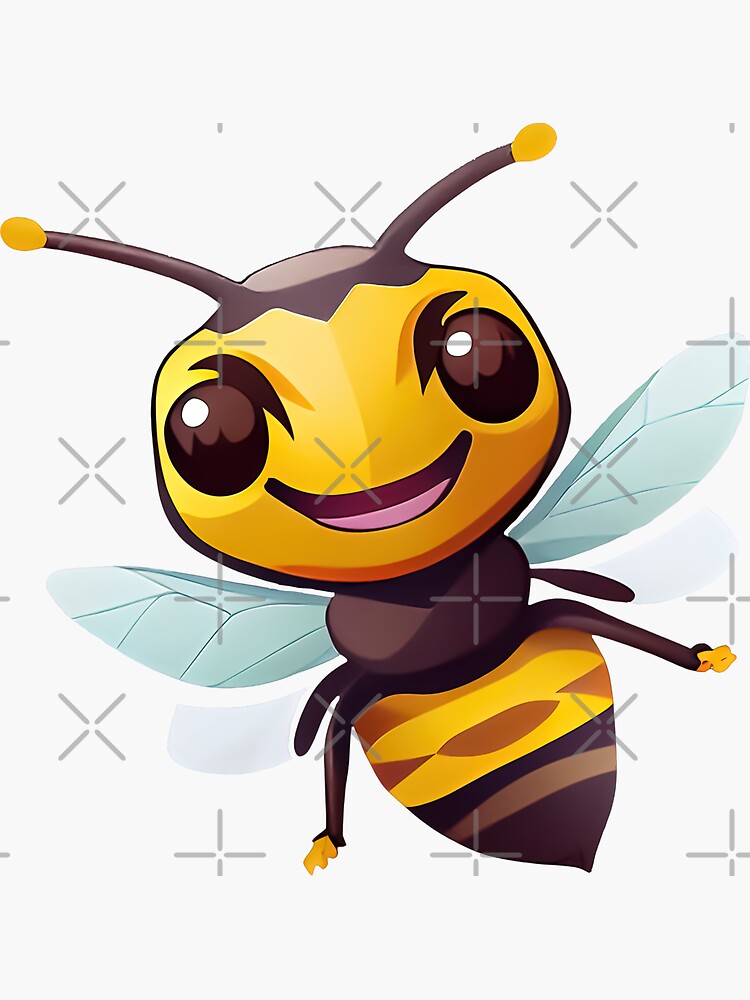 "Adorable Smiling Wasp Cartoon" Sticker for Sale by Fitbys | Redbubble