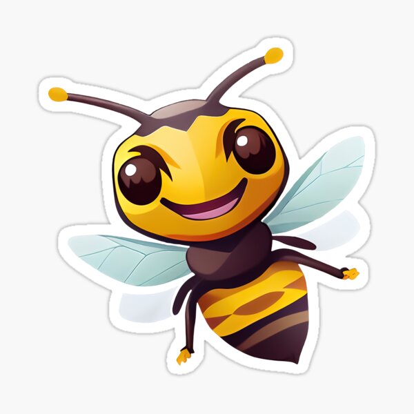 "Adorable Smiling Wasp Cartoon" Sticker for Sale by Fitbys | Redbubble