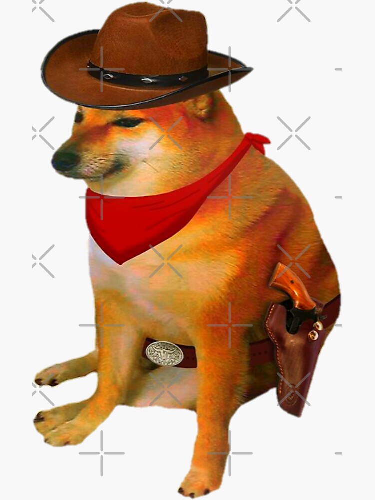 "Cheems Doge Cowboy" Sticker for Sale by redakhatib | Redbubble