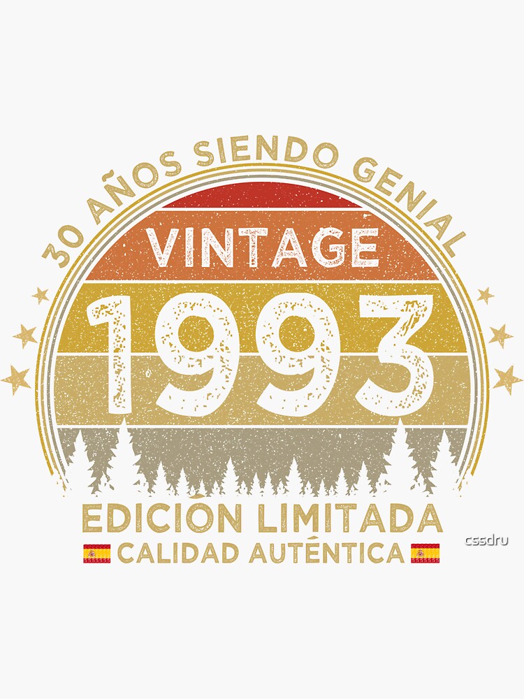 "30 Años Siendo Genial 1993 Vintage 30 Años Cumpleaños" Sticker for ...
