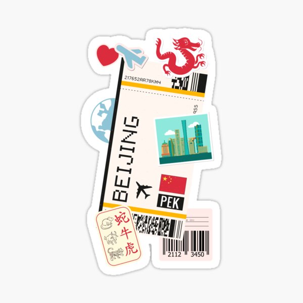 "Beijing Boarding Pass " Sticker for Sale by simplife-art | Redbubble