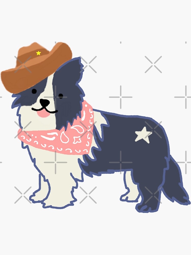 "Cowboy Border Collie" Sticker for Sale by aymeigh | Redbubble