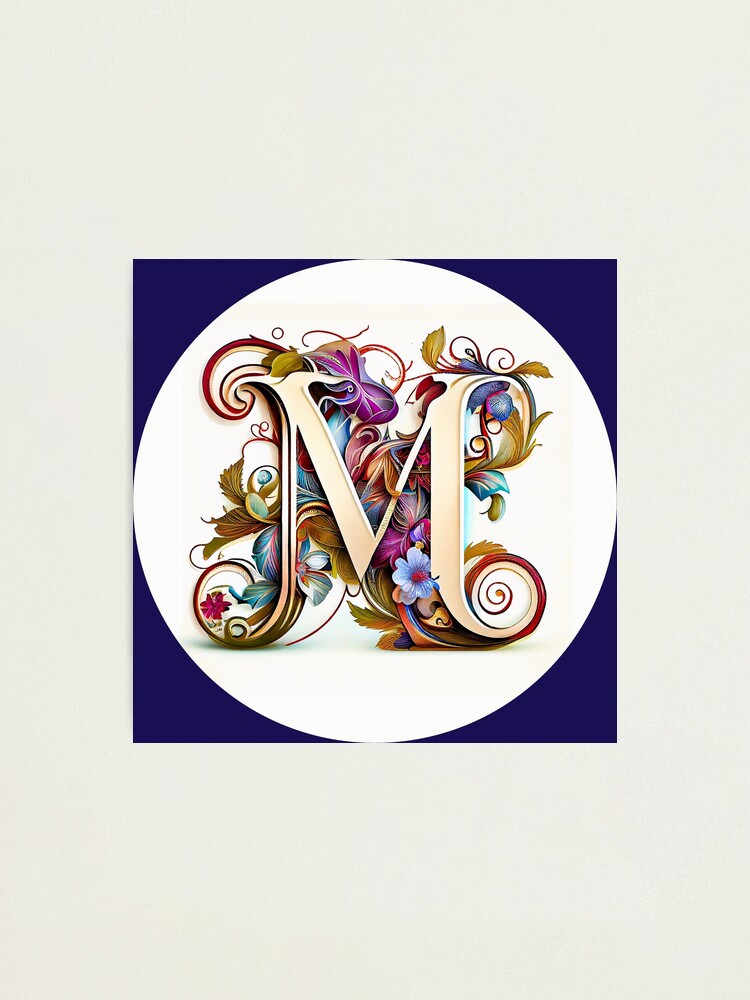 "Art Font Letter M: Art Nouveau Style, Unique and Colorful, White ...