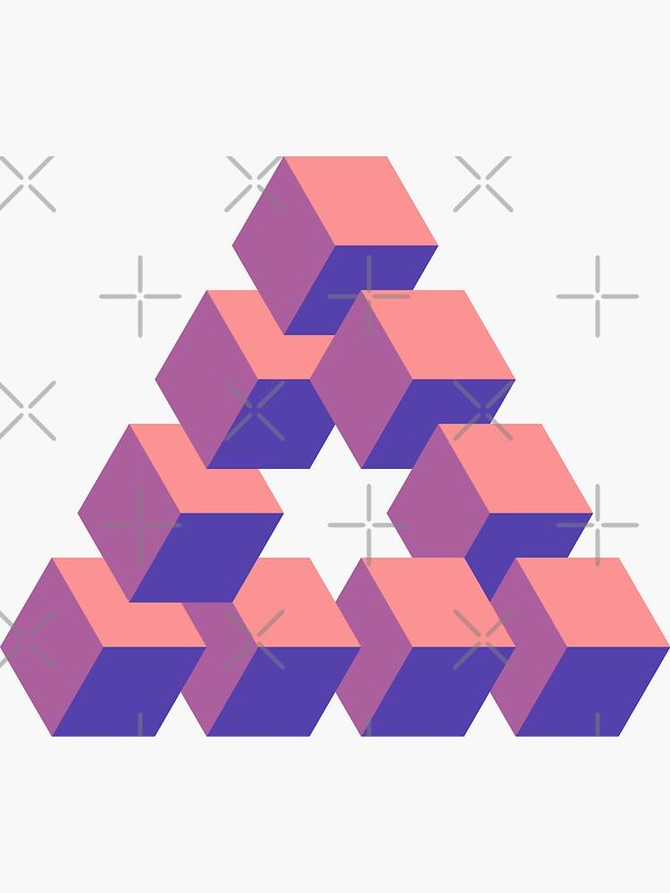 "Optical illusion triangle #5- Instant peach & purple " Sticker for ...
