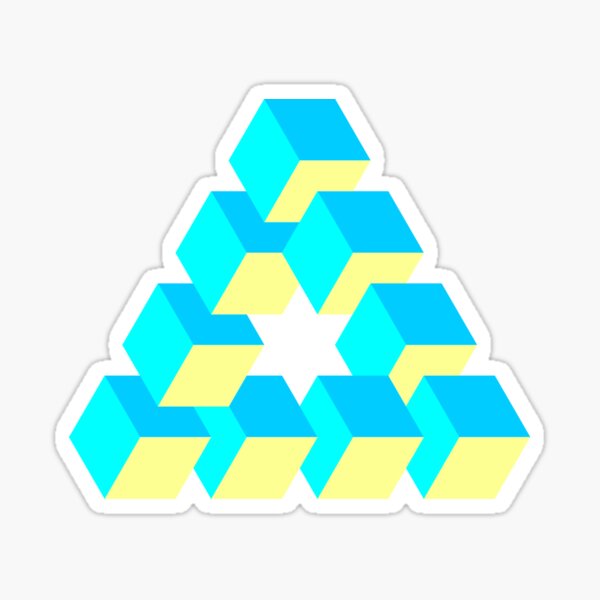 "Optical illusion triangle #9 - blues & yellow" Sticker for Sale by ...