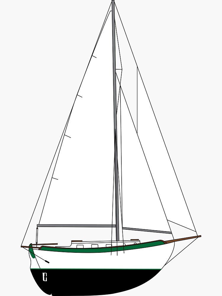 "Westsail 32 Sailboat - Black" Sticker for Sale by CHBB | Redbubble