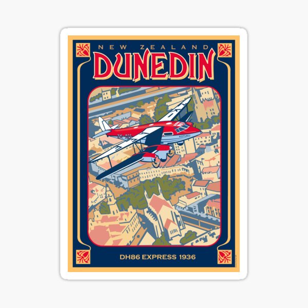 "Dunedin with DH 86 Express 1936" Sticker for Sale by contourcreative ...