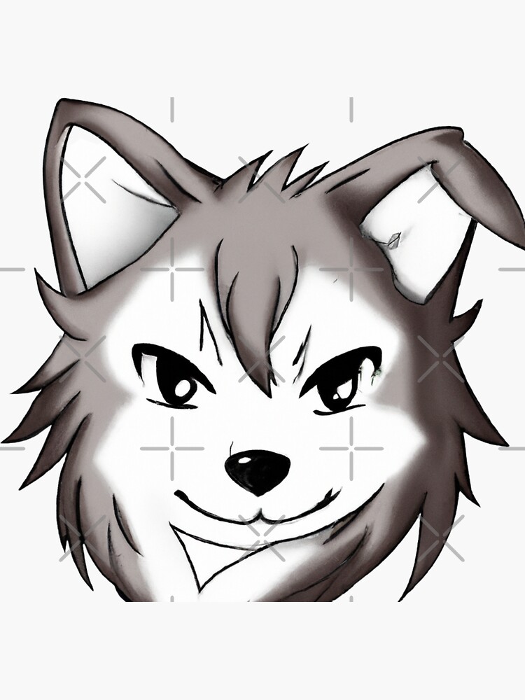 "Anime Dog Sticker Black and White" Sticker for Sale by RedBerryBliss ...