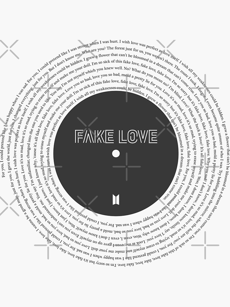Bts Fake Love Lyric Vinyl Black Sticker For Sale By Llio Made This