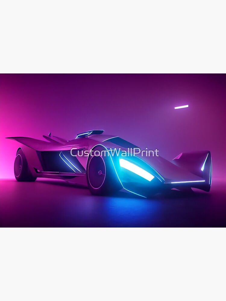"Neon Futuristic Sports Car" Sticker for Sale by CustomWallPrint ...