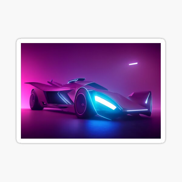 "Neon Futuristic Sports Car" Sticker for Sale by CustomWallPrint ...
