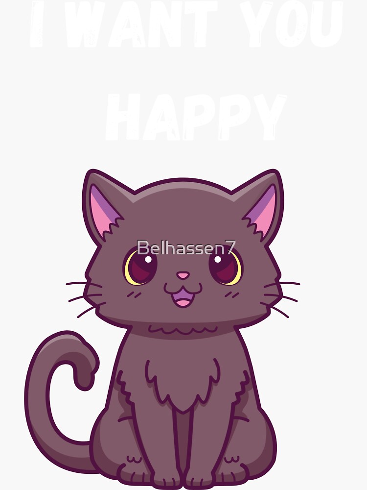 "catto wants you happy " Sticker for Sale by Belhassen7 | Redbubble