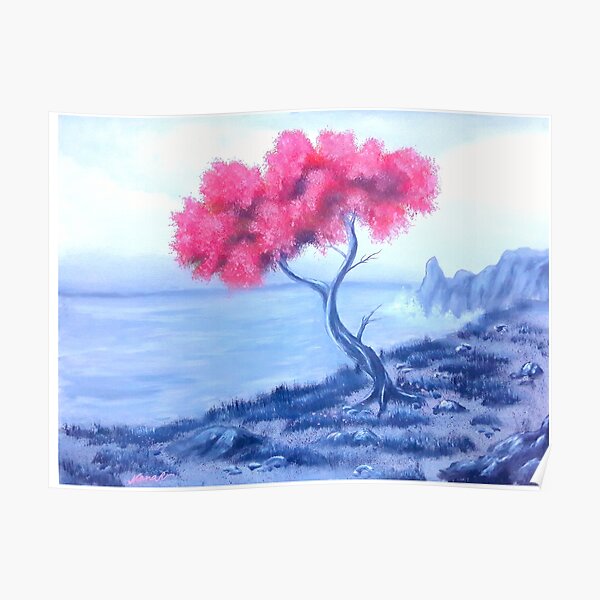 "Red Tree By The Cliff" Poster for Sale by Manar-Store | Redbubble