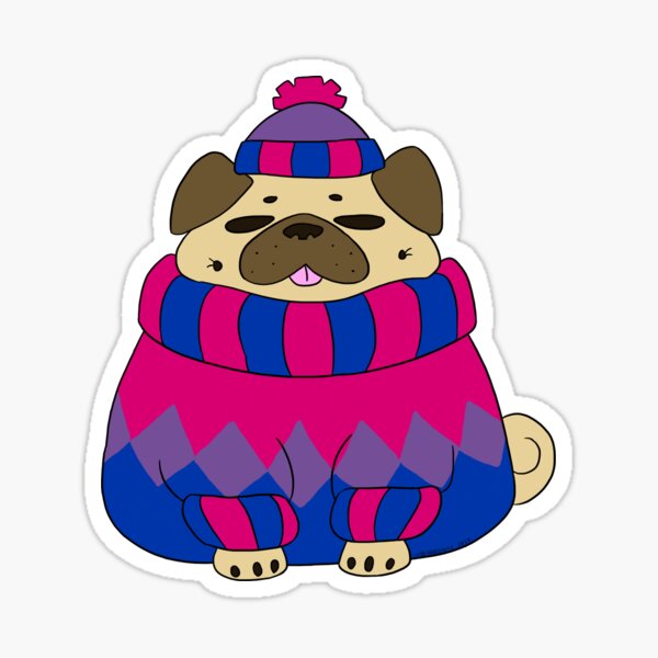 "Snug Pug- Bi version" Sticker by JNNardacci | Redbubble
