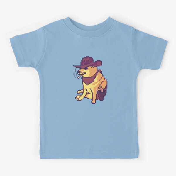 "Cheems Doge Cowboy Pixel Art" Kids T-Shirt for Sale by redakhatib ...