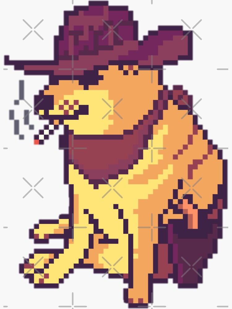 "Cheems Doge Cowboy Pixel Art" Sticker for Sale by redakhatib | Redbubble