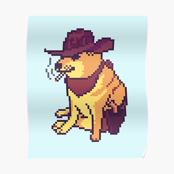 "Cheems Doge Cowboy Pixel Art" Poster for Sale by redakhatib | Redbubble