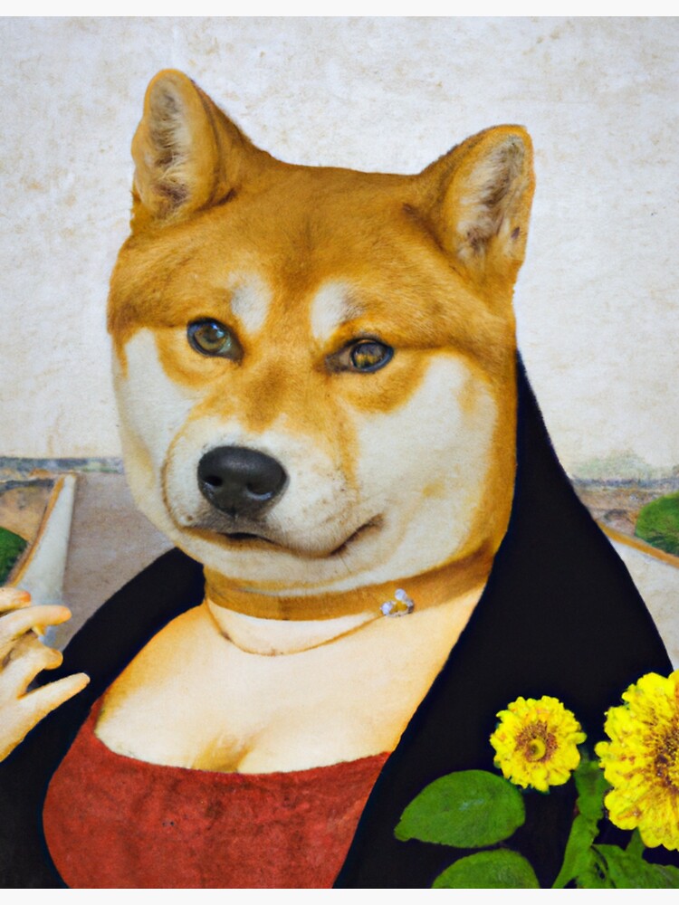 " Mona Lisa with a Shiba Inu Dog Head t-shirt" Sticker for Sale by ...
