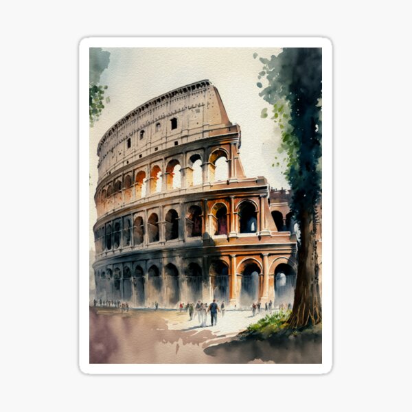 "Beautiful The Colosseum Rome, The Colosseum Landscape Watercolor ...