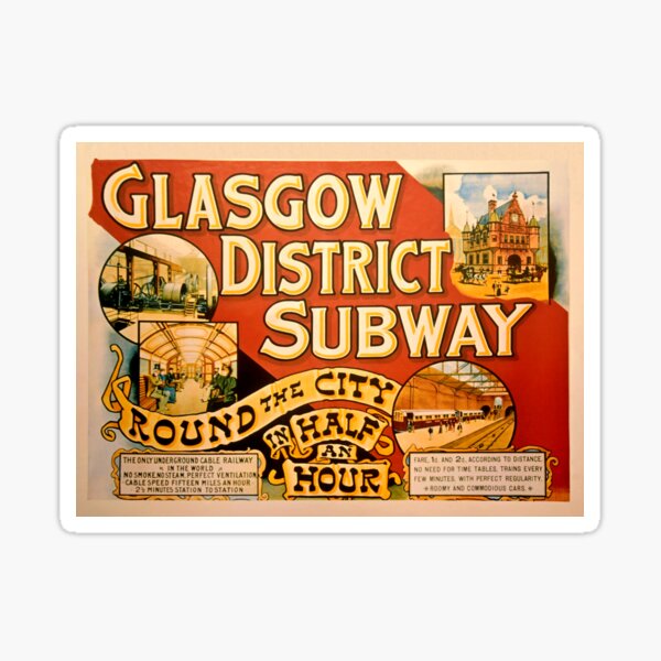 "Vintage Glasgow Subway Poster" Sticker for Sale by Scenebyrail | Redbubble