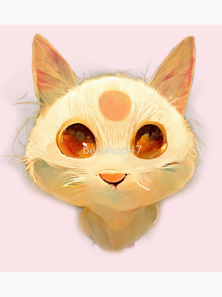 "Cute cat head drawing with big eyes " Sticker for Sale by benshop47 ...