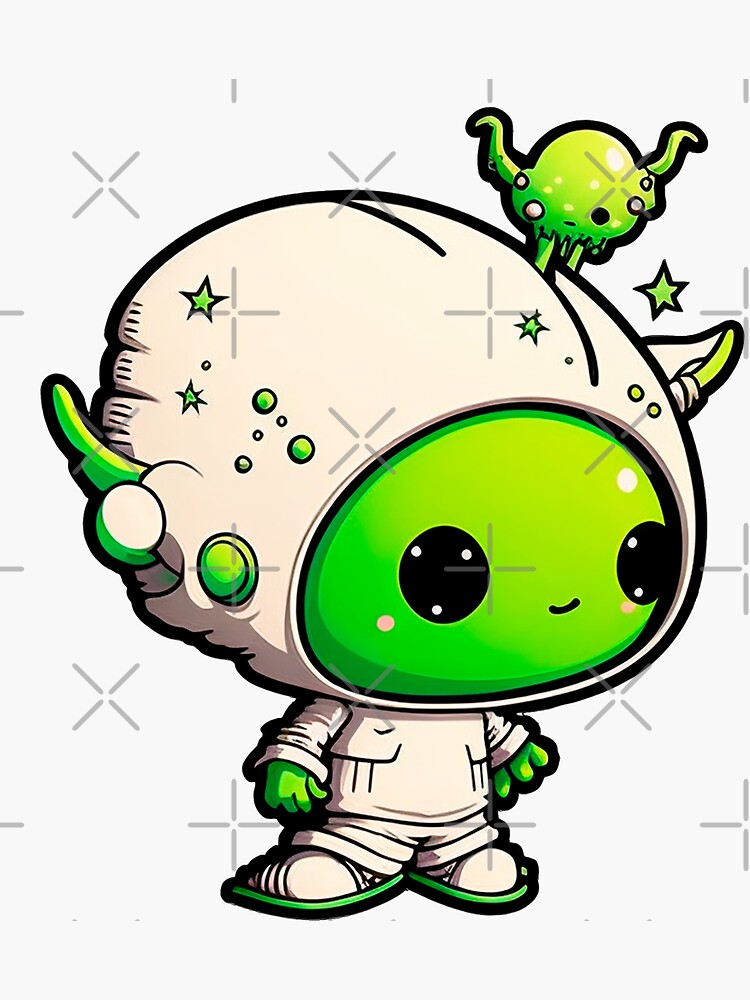 "Cute Cartoon Baby Alien Character" Sticker for Sale by GarlicStudio ...