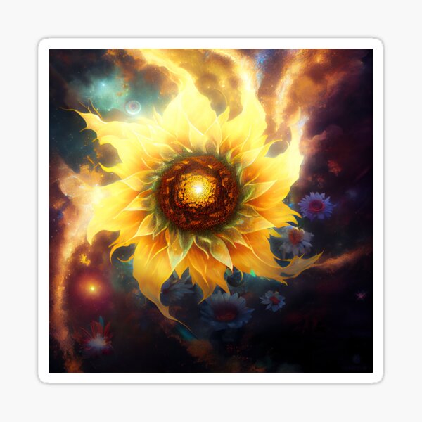 "Cosmic Sunflower" Sticker for Sale by CEVmemories | Redbubble