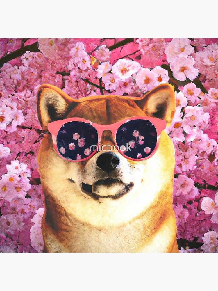 "Shiba Inu with pink glasses - Cherry Blossom Hanami Sakura - Vintage ...